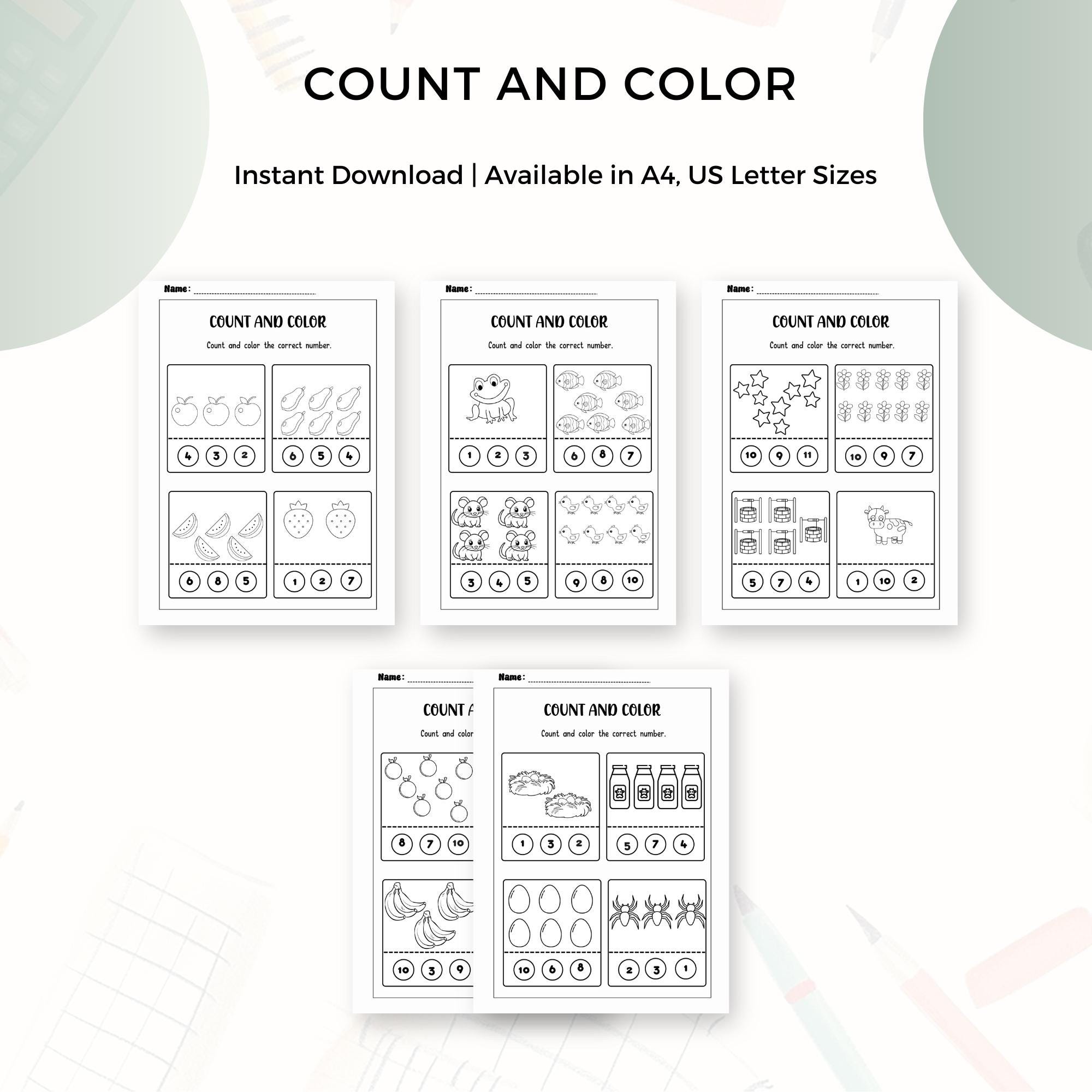 Farm Preschool Math Worksheets Number Tracing, Counting, Color by ...