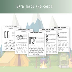 Camping Fun Number Tracing Worksheets Printable for Preschool Math ...