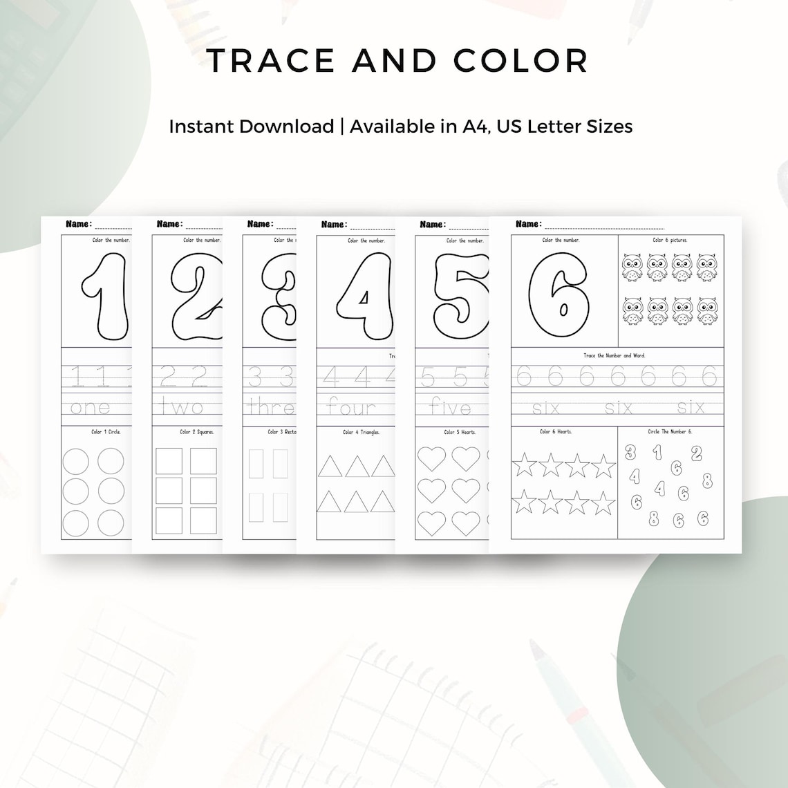 Farm Preschool Math Worksheets Number Tracing, Counting, Color by ...