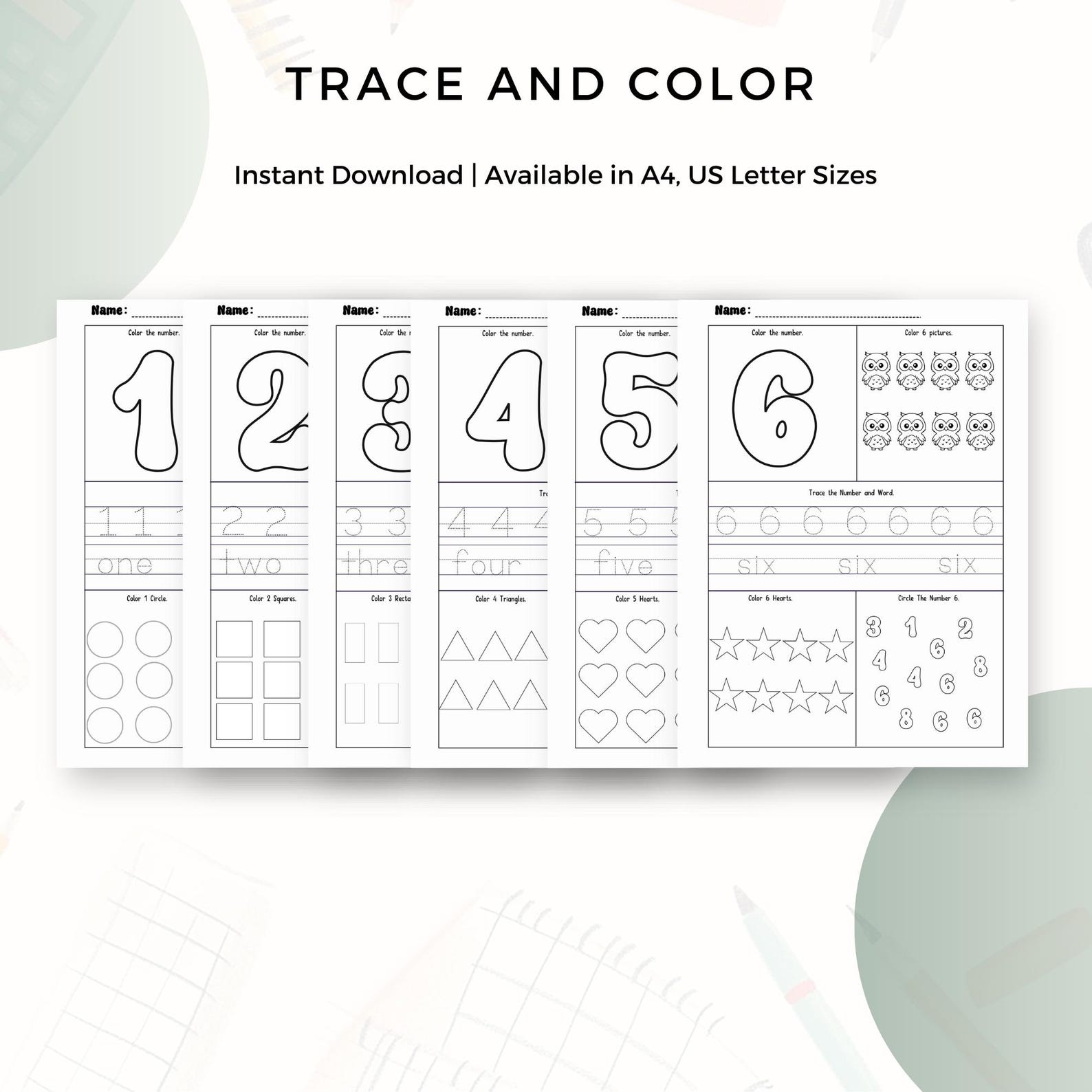 Farm Preschool Math Worksheets Number Tracing, Counting, Color by ...