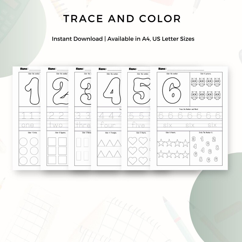 Farm Preschool Math Worksheets Number Tracing, Counting, Color by ...