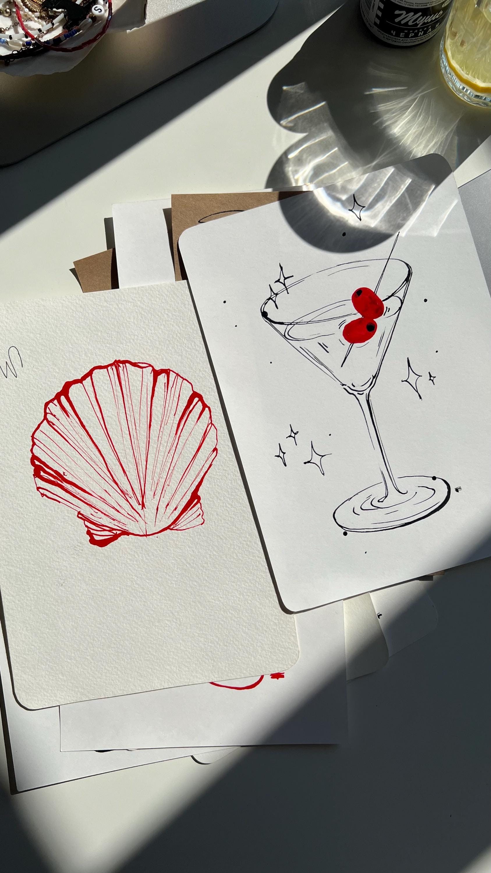 Ink Illustration of a Seashell - Etsy