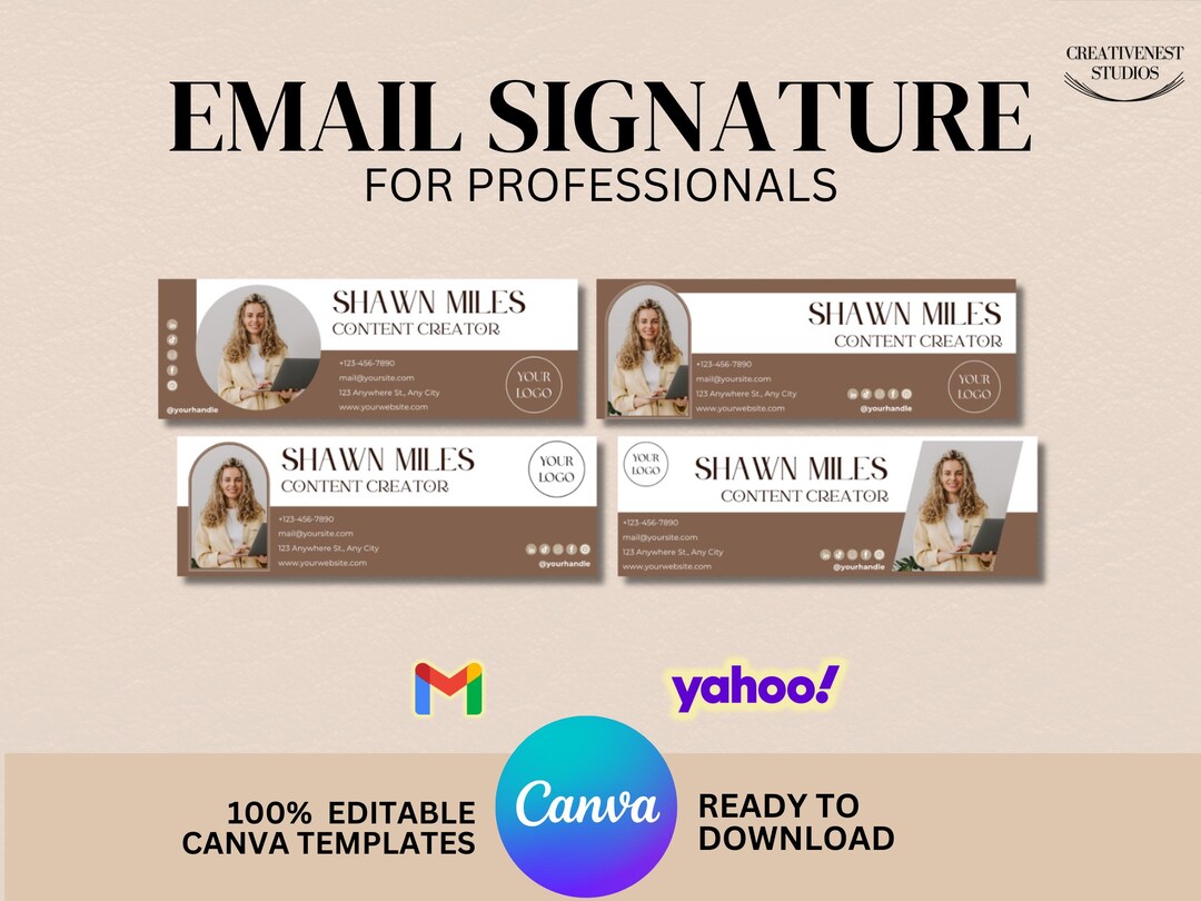 Email Signature Template Editable Professional Custom Design Gmail ...