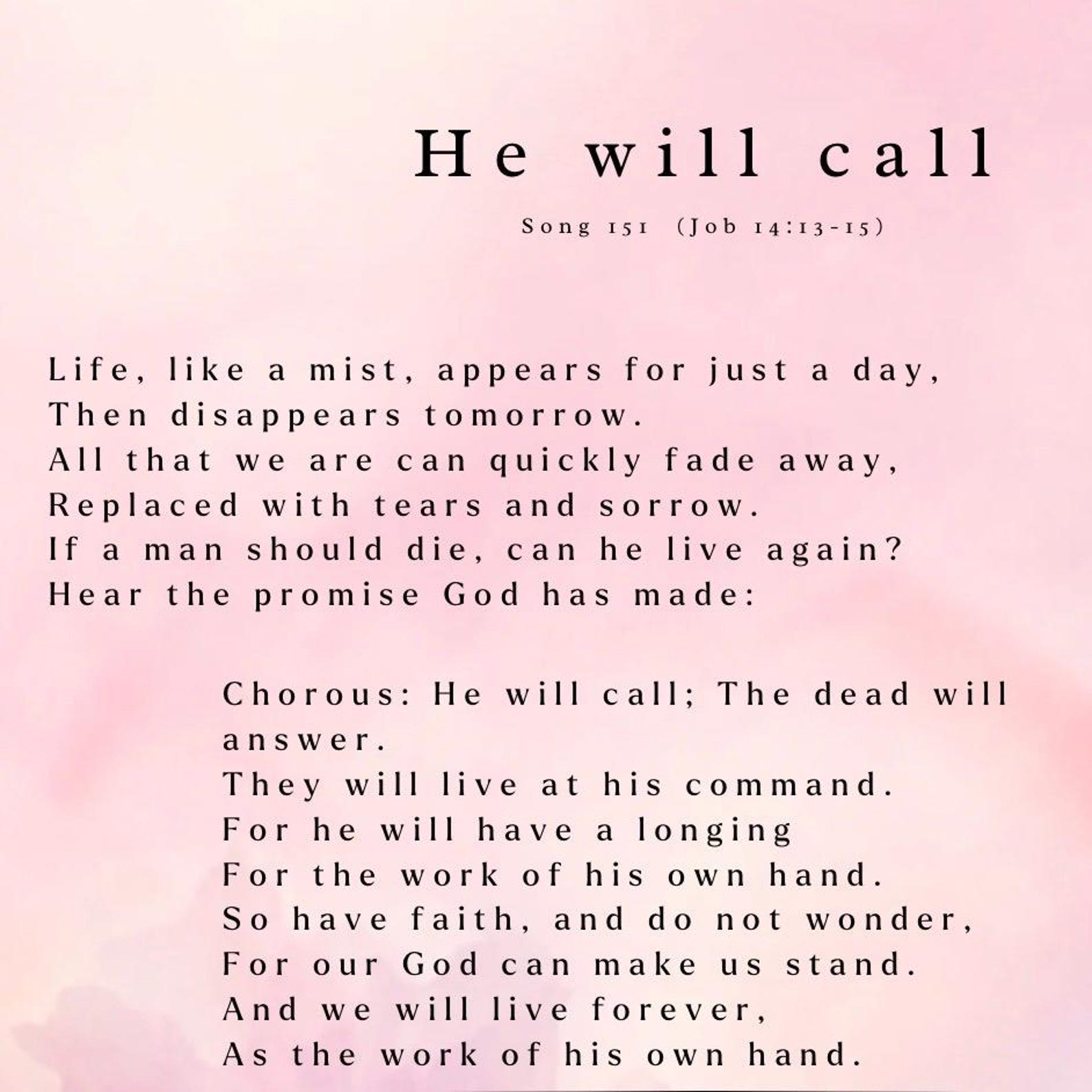 JW Funeral Song 151 Lyrics Printable - Etsy