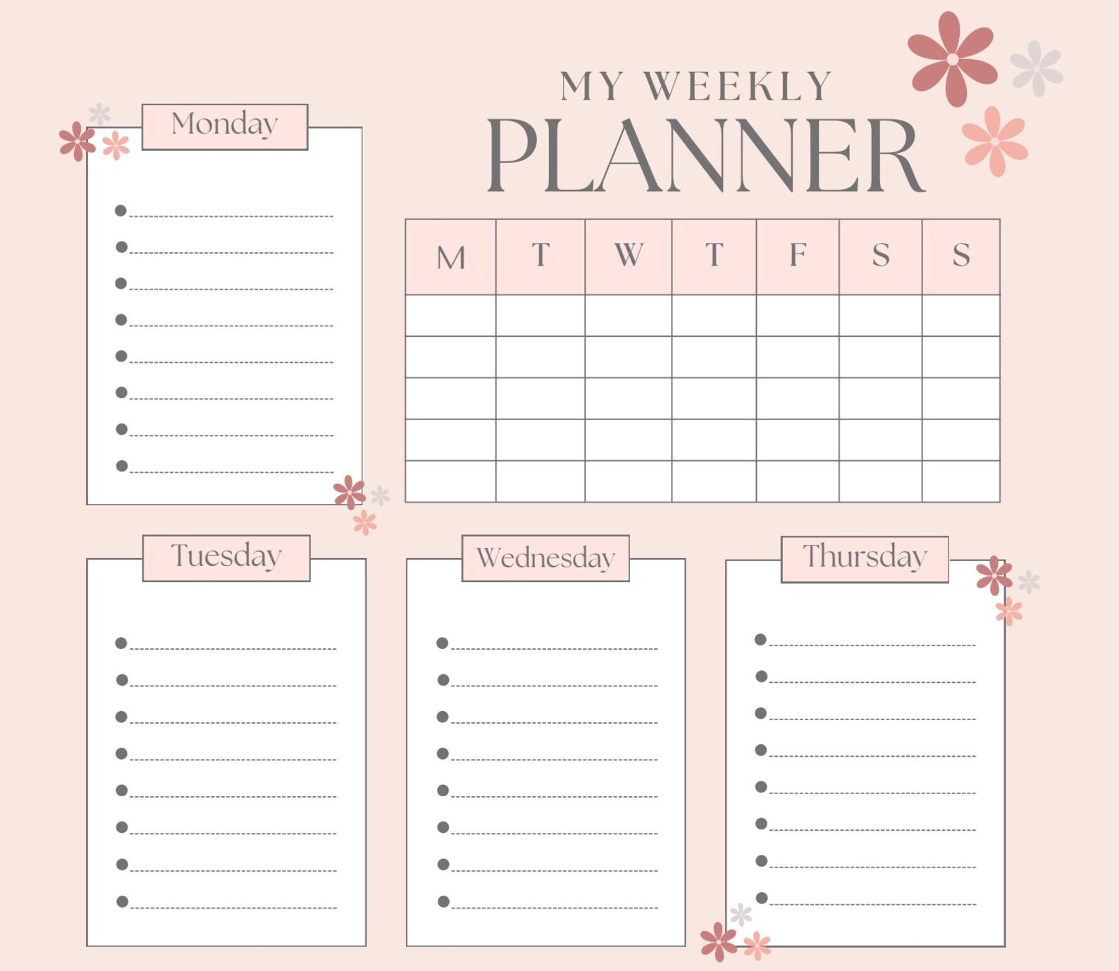 Digital & Printable Weekly Planner - Etsy
