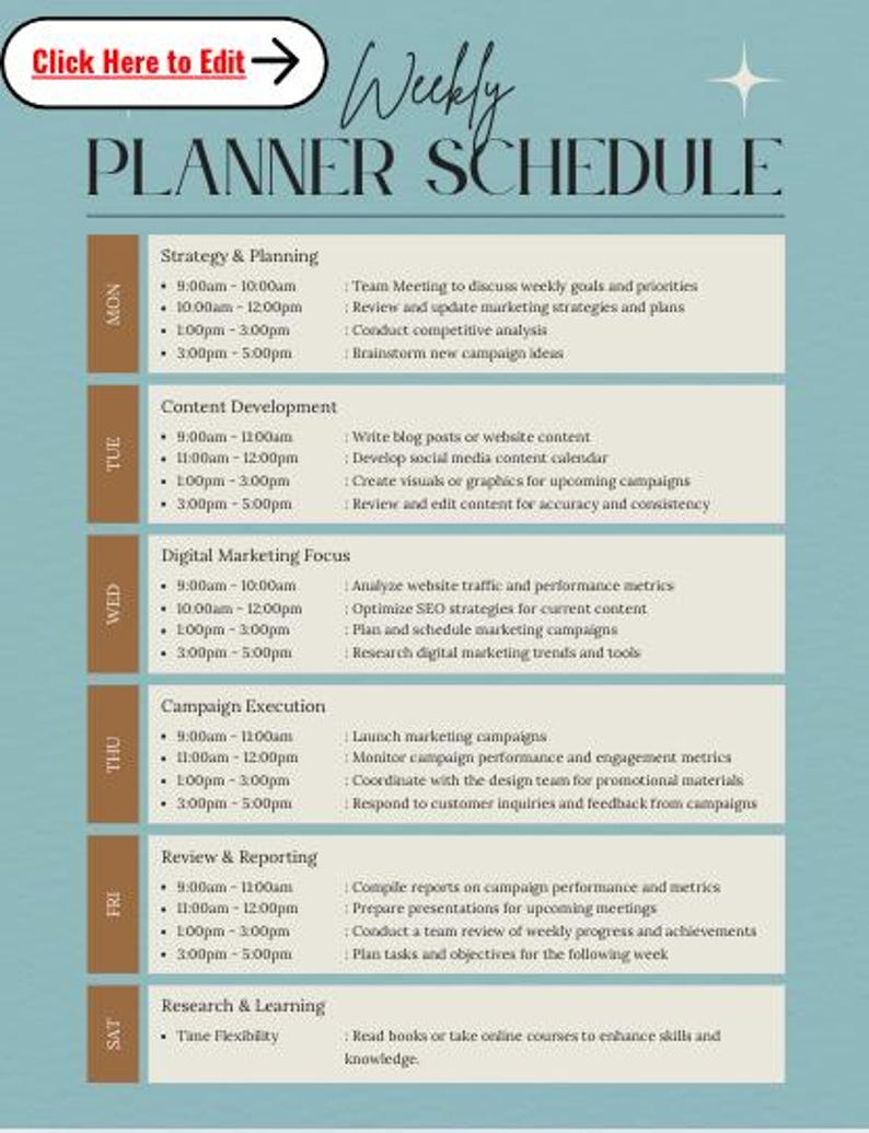 Editable Weekly Planner Printable Schedule for Maximum Productivity ...