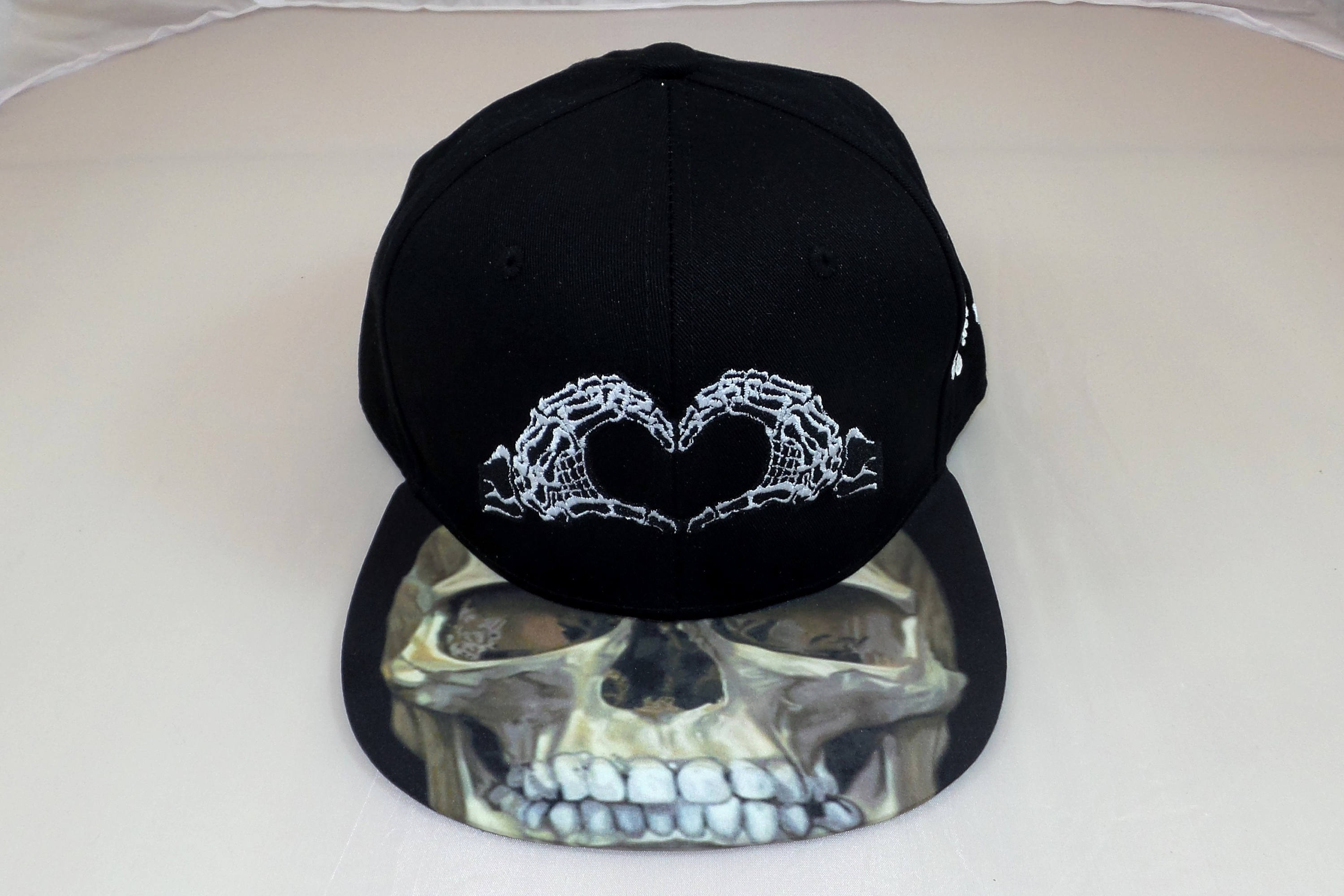 Buckle-back Flat-Brim Hat - Skeleton Hands (One-of-a-kind)