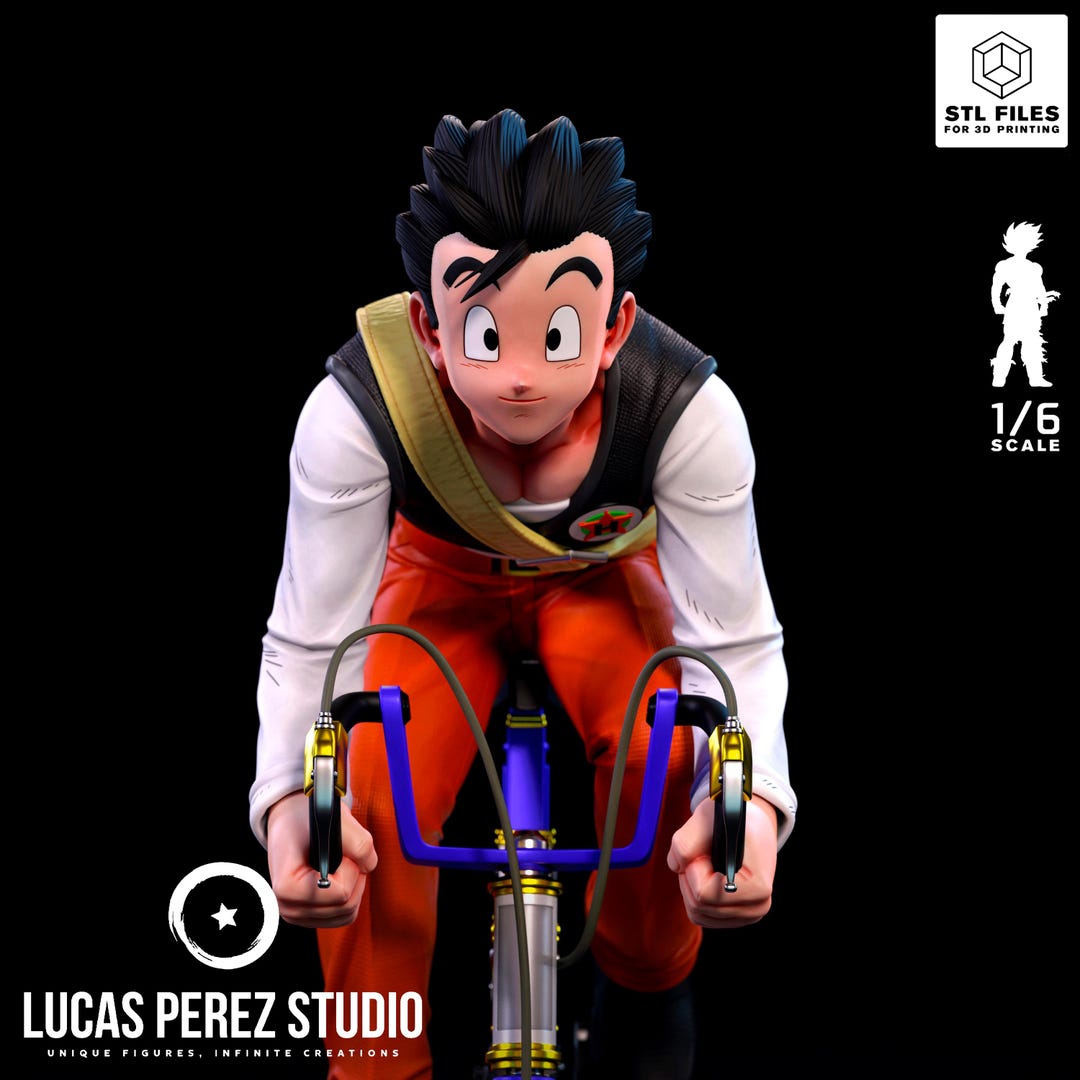 Gohan on a Bicycle From Dragon Ball STL File 3D Model STL for Printing ...
