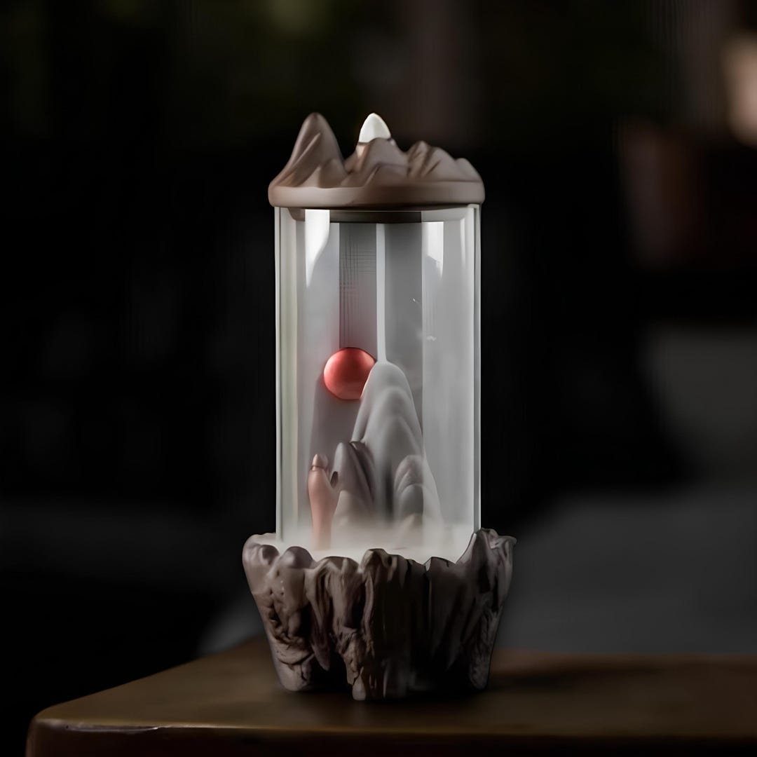 Mountain Backflow Incense Burner With Glass Dome: Aromatherapy Home ...