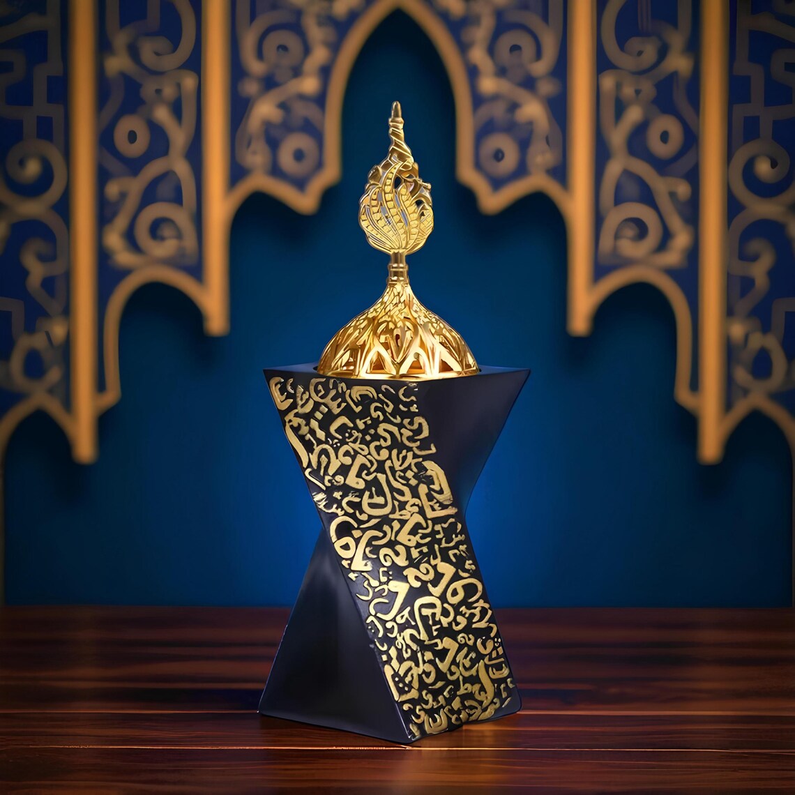 Luxury Islamic Incense Burner: Gold Arabic Calligraphy Ceramic Holder ...