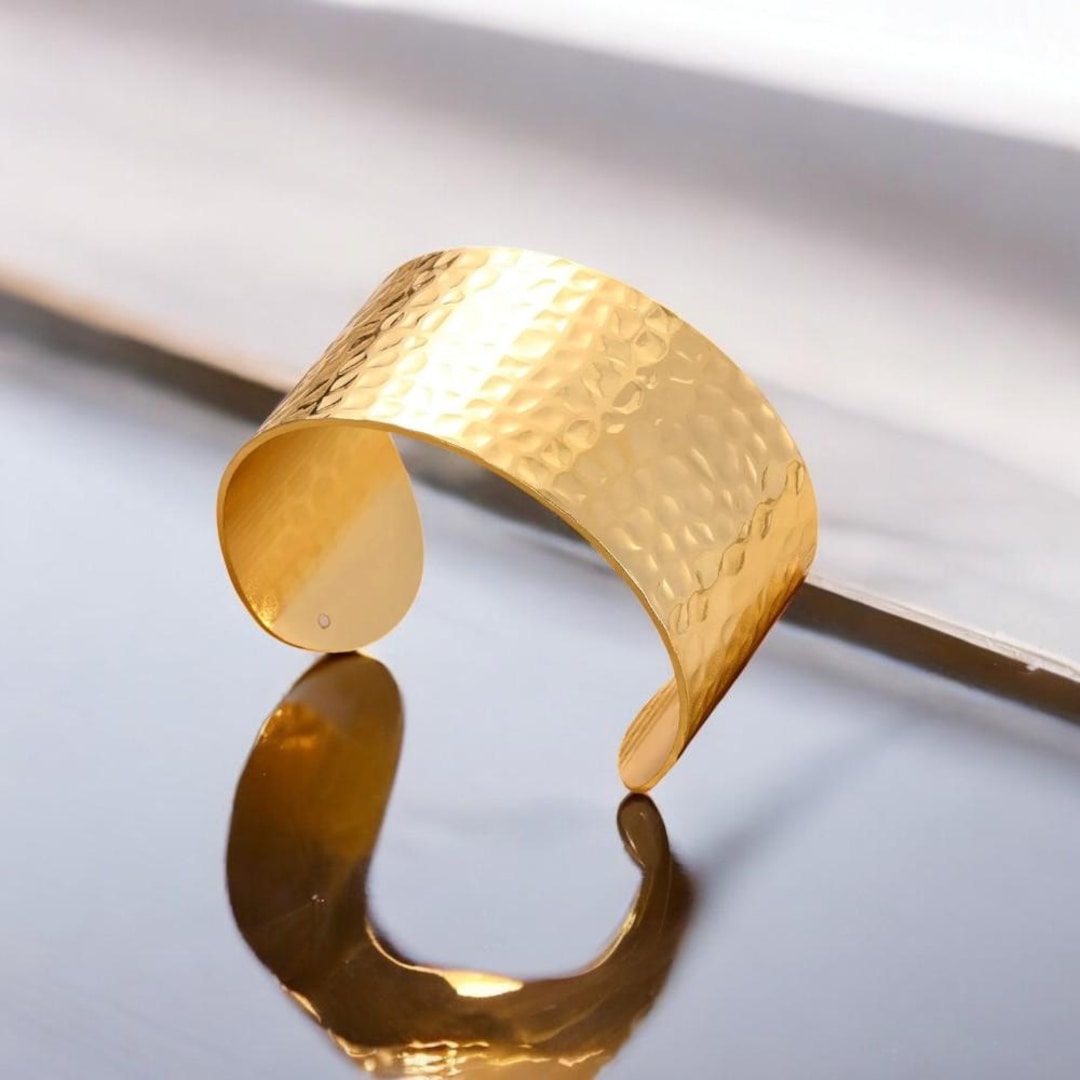 Cuff Bracelet – Classic Wrinkle Texture Open Bangle for Women" - Etsy