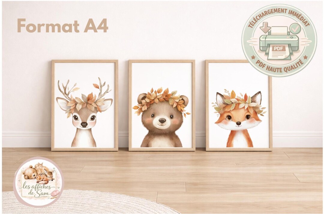 Set of 3 A4 Digital Posters for Children's Rooms - A4 Format Posters ...