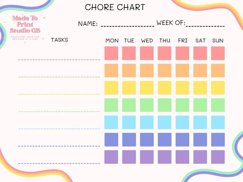 Printable Daily Chore Chart | Sen-friendly Visual Routine for Kids ...
