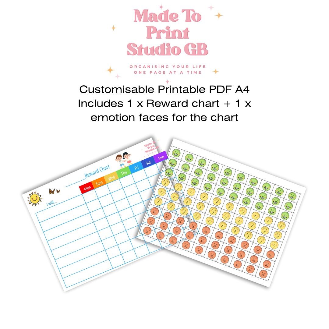 SEN Reward Chart and Visual Traffic Light Coloured Emotion Faces to ...