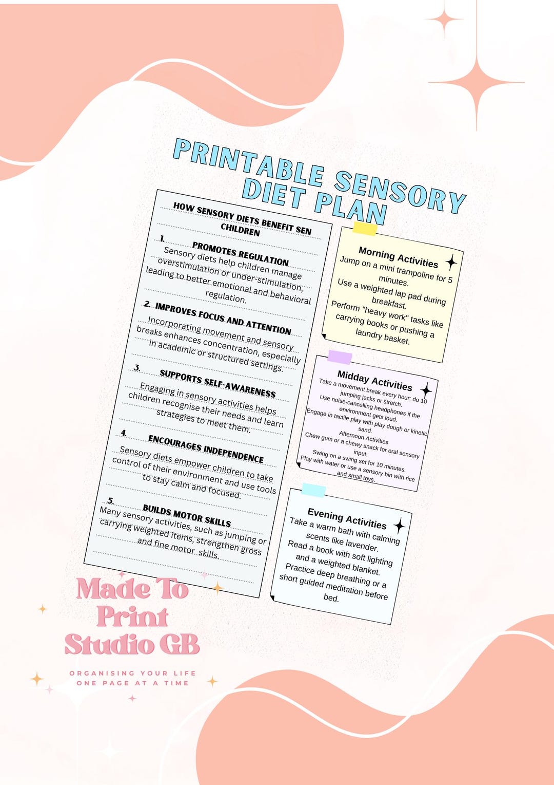 Printable A4 PDF Sensory Diet and Benefits for SEN People, Guide - Etsy