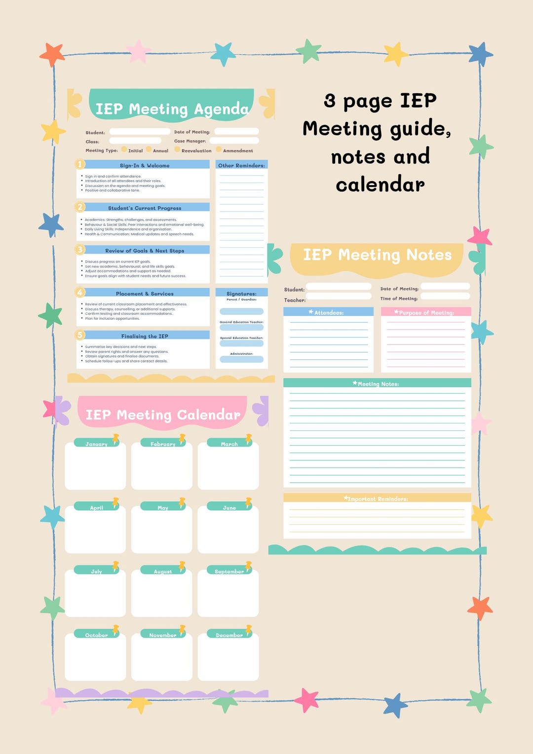 Printable IEP Meeting Forms | SEN | Individualised Education Plan ...