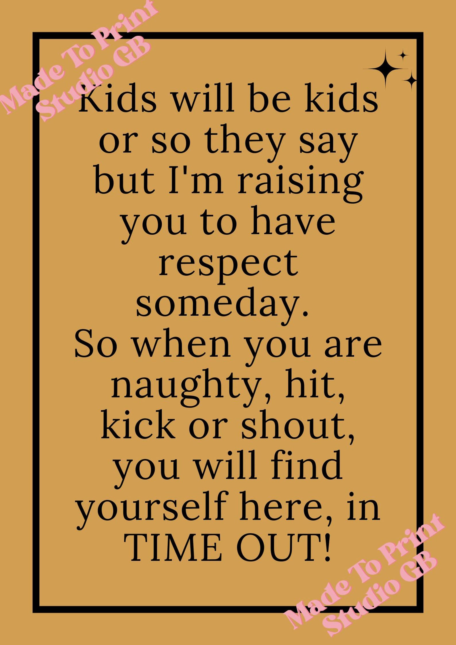 Wall Art A4/time Out Poster/warning/sen Time Out Poem/playroom/rules ...