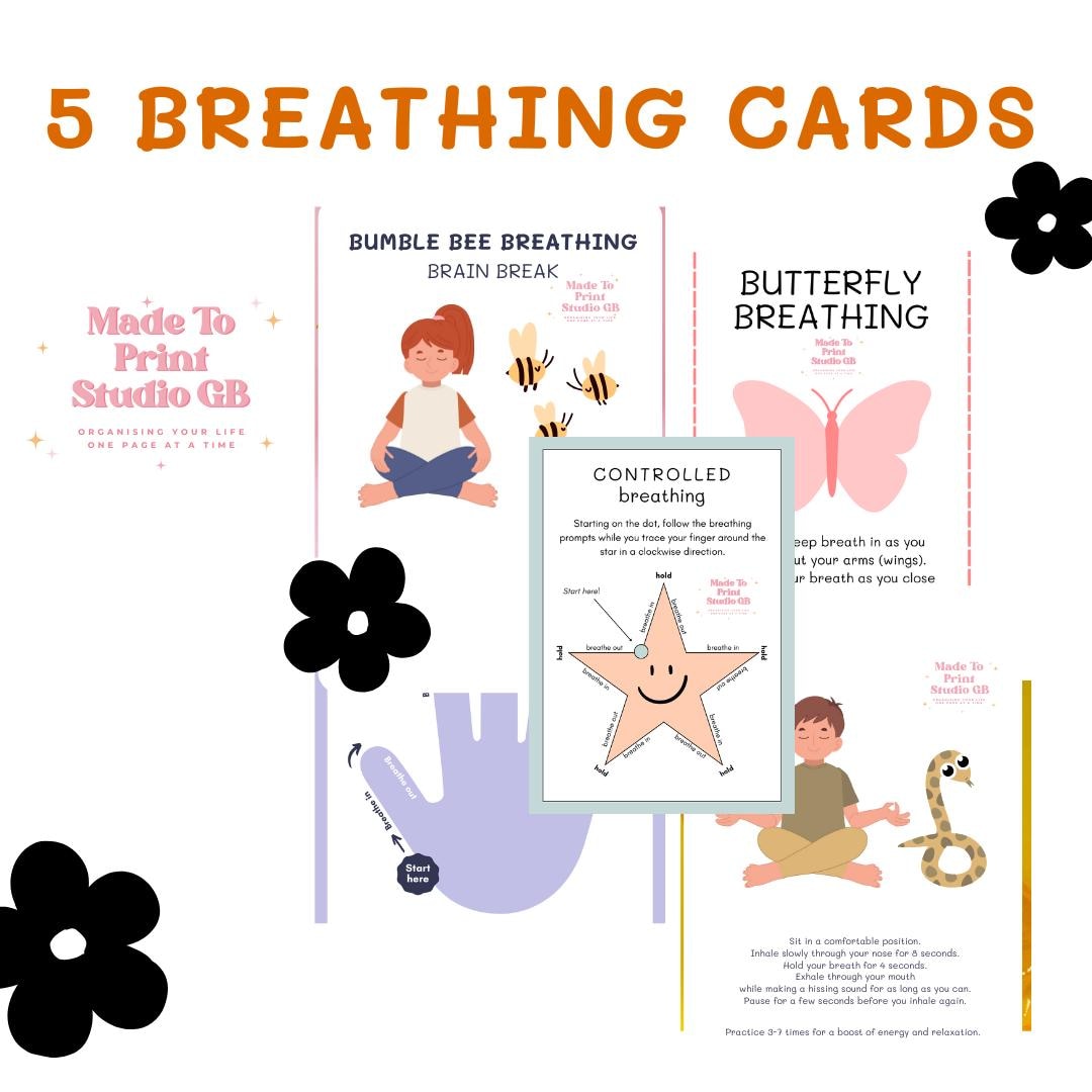 Set of Printable Mindfulness Breathing Exercise Cards—sen-friendly ...