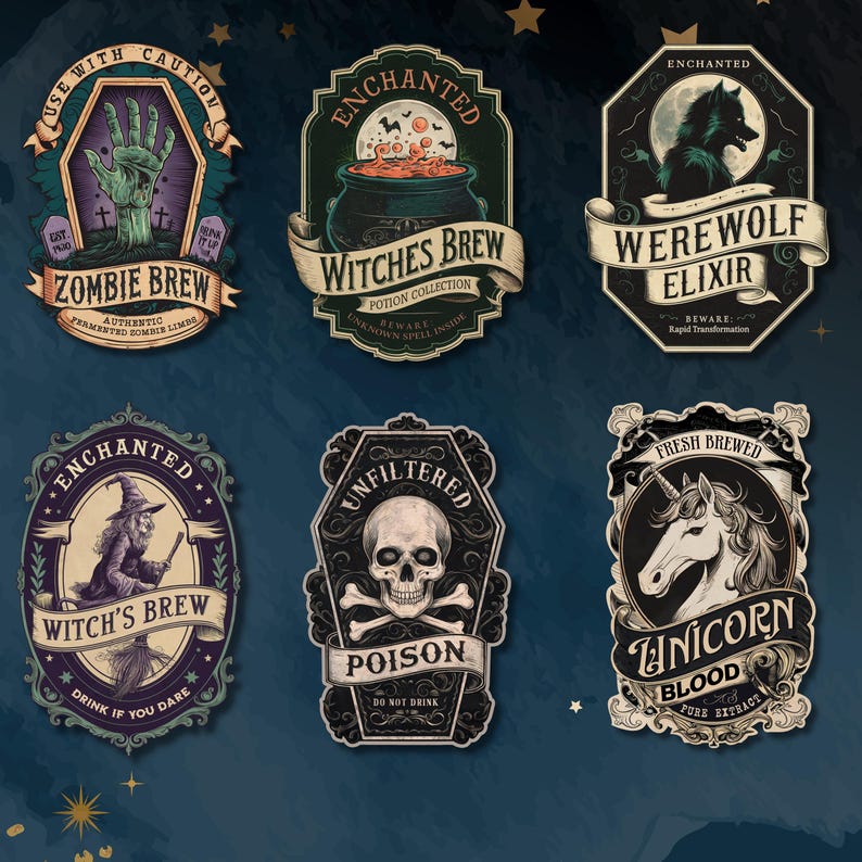 Potion Bottle Label Clipart Digital Download for Magical Crafts and DIY ...