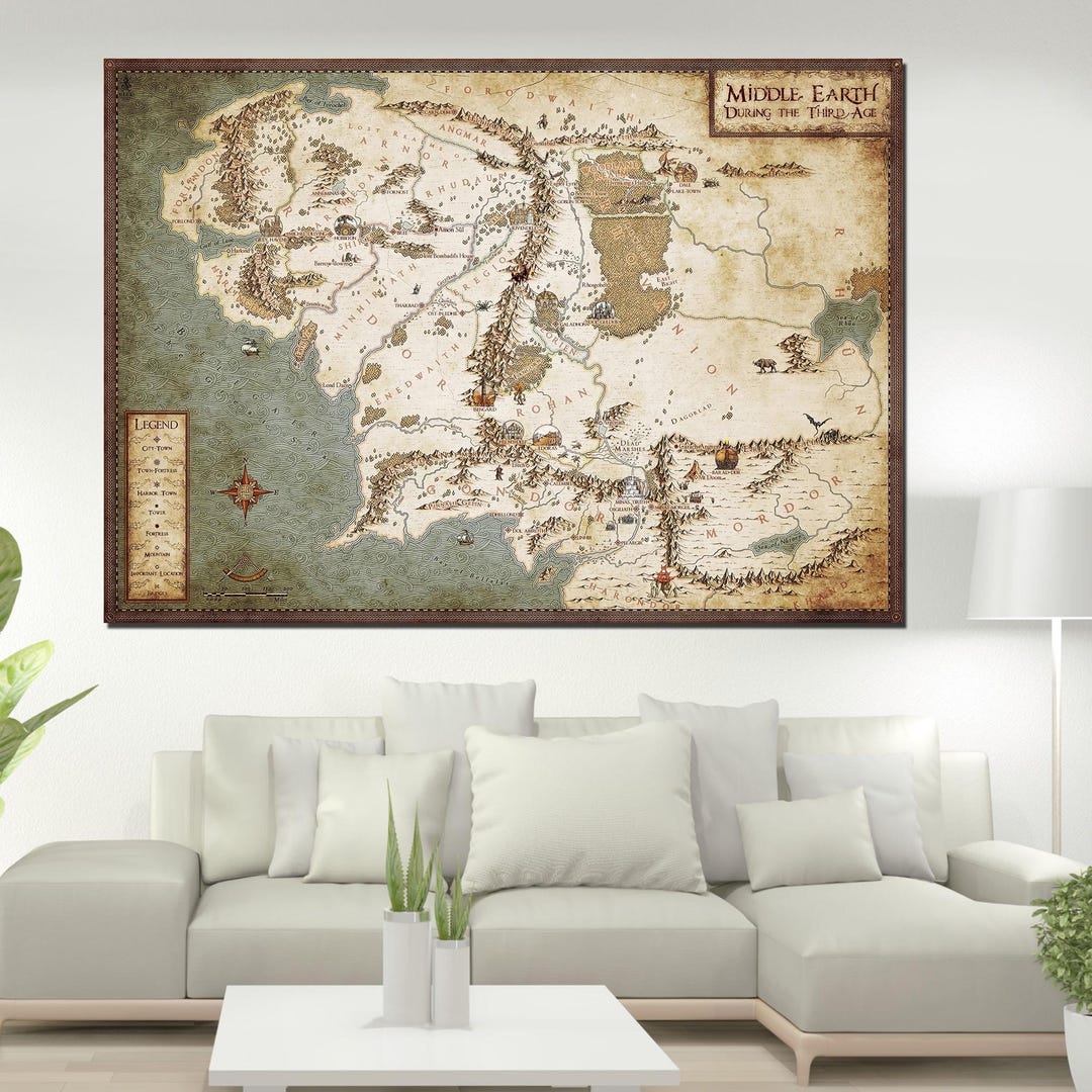 Fantasy Map, Wizarding World Map Canvas, Vintage Map Poster, Magical ...