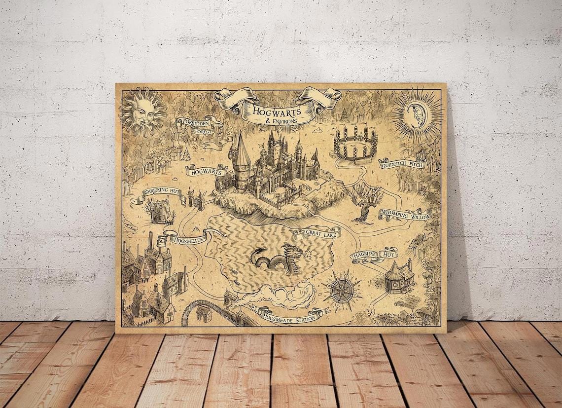 Fantasy Map,wizarding World Map Canvas,harry Map Poster, Magical World ...