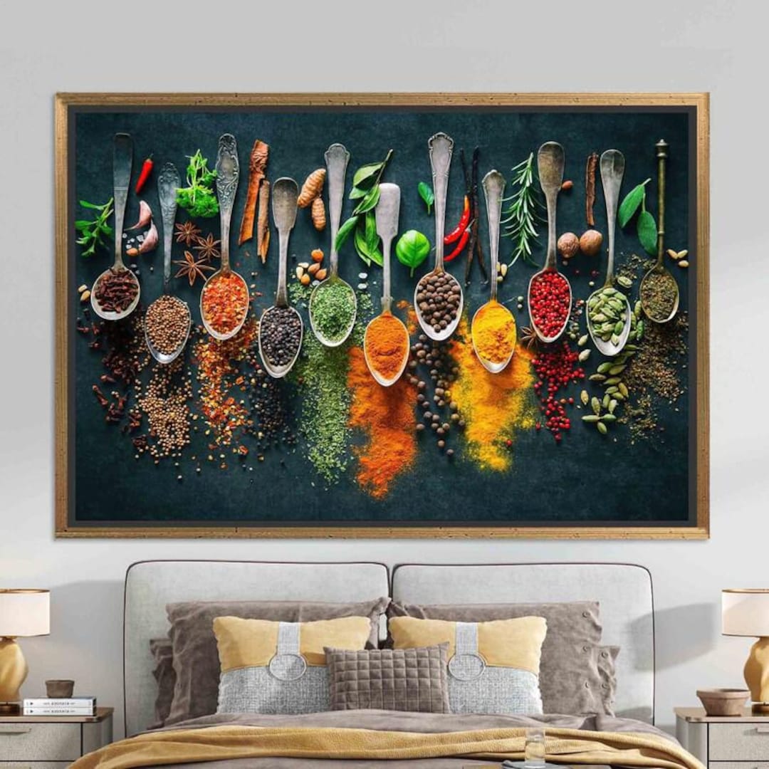 Spices Wall Art, Indian Spices Canvas, Dining Room Decor, Canvas Wall ...