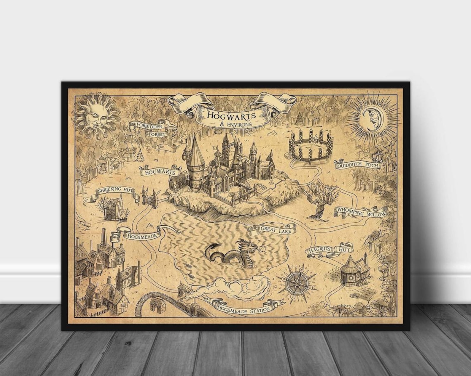 Fantasy Map,wizarding World Map Canvas,harry Map Poster, Magical World ...