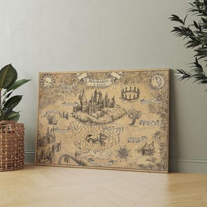Wizarding World Map Canvas: Vintage Fantasy Art Print - Etsy