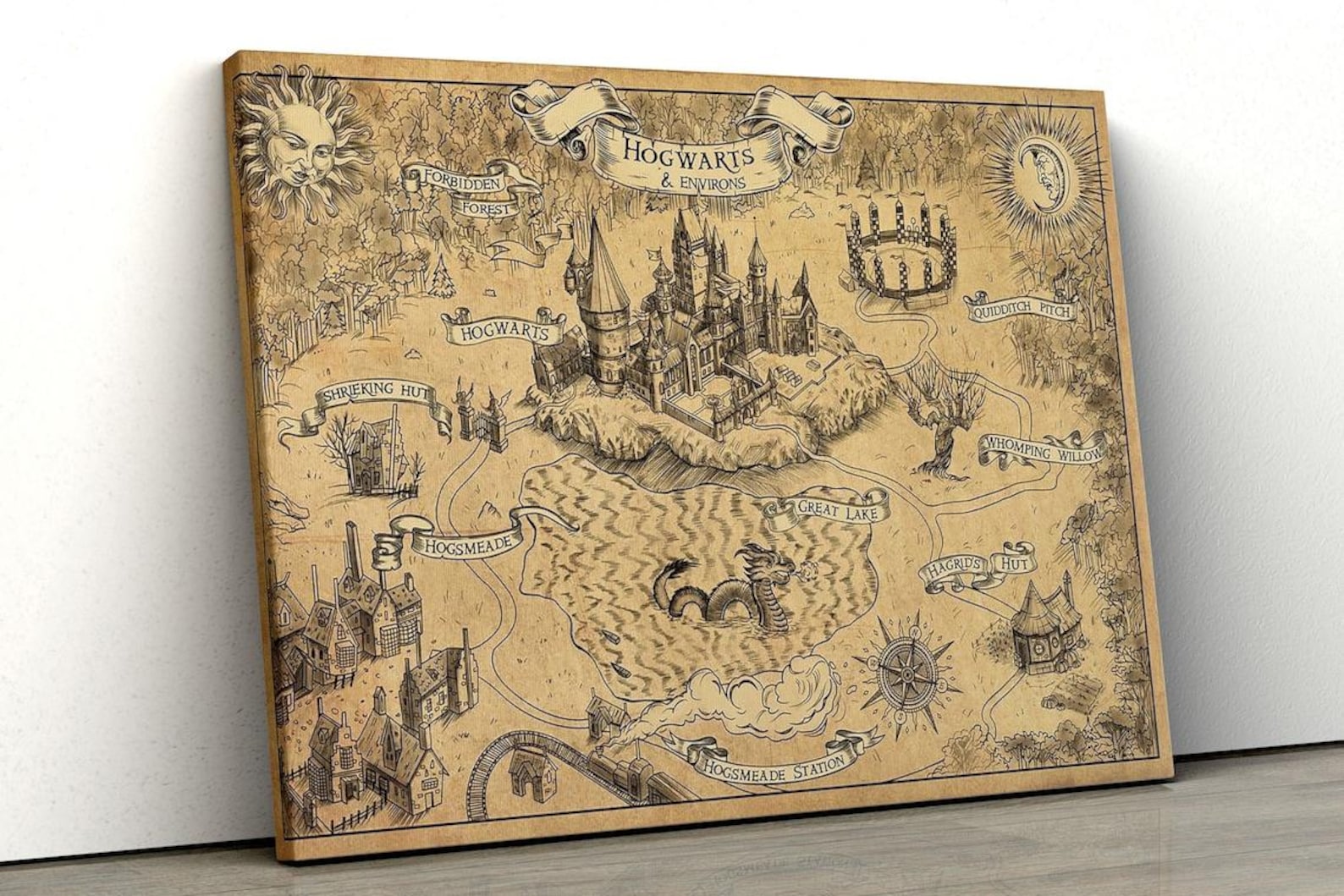 Fantasy Map,wizarding World Map Canvas,harry Map Poster, Magical World ...
