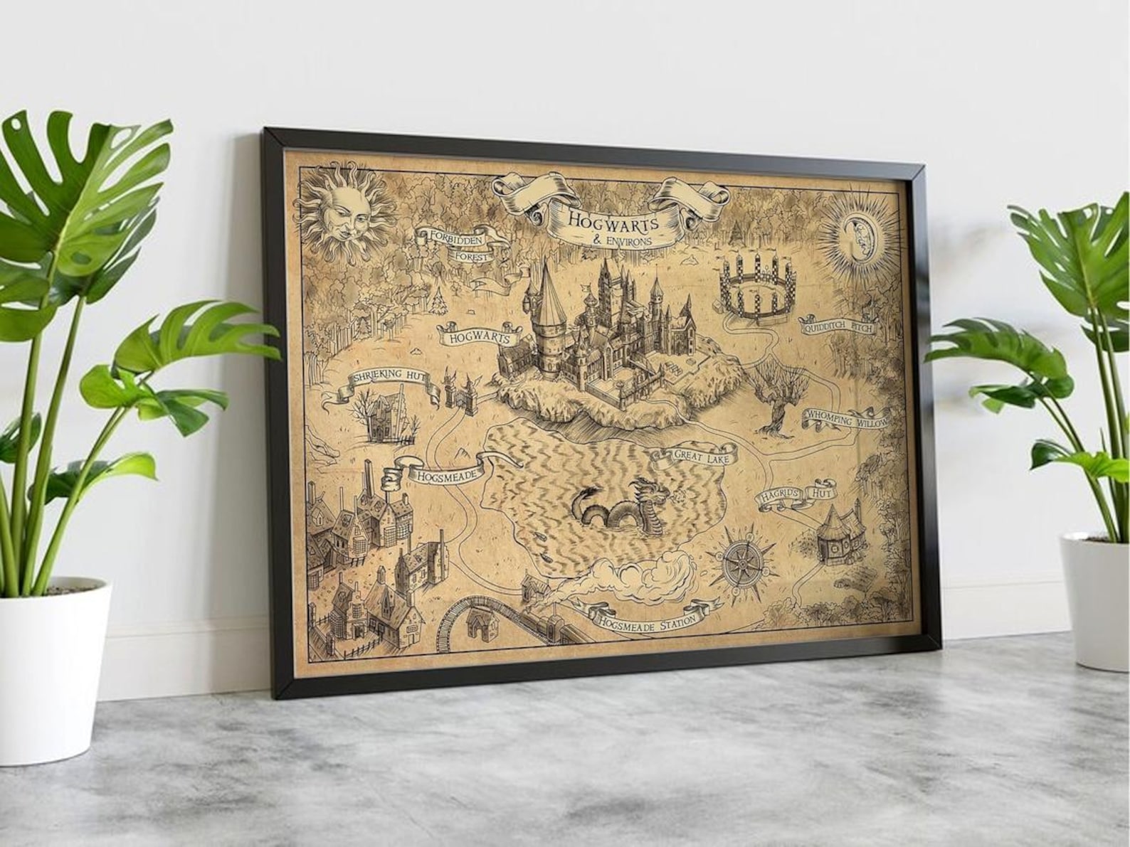 Fantasy Map,wizarding World Map Canvas,harry Map Poster, Magical World ...