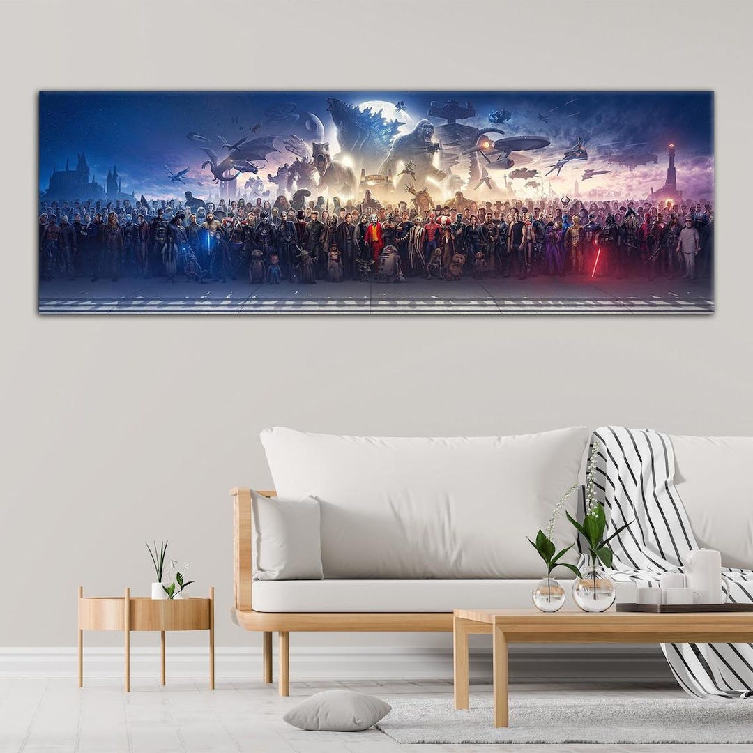 150 Movie Characters Poster Canvas, Blockbuster Fine Art Panorama Wall ...