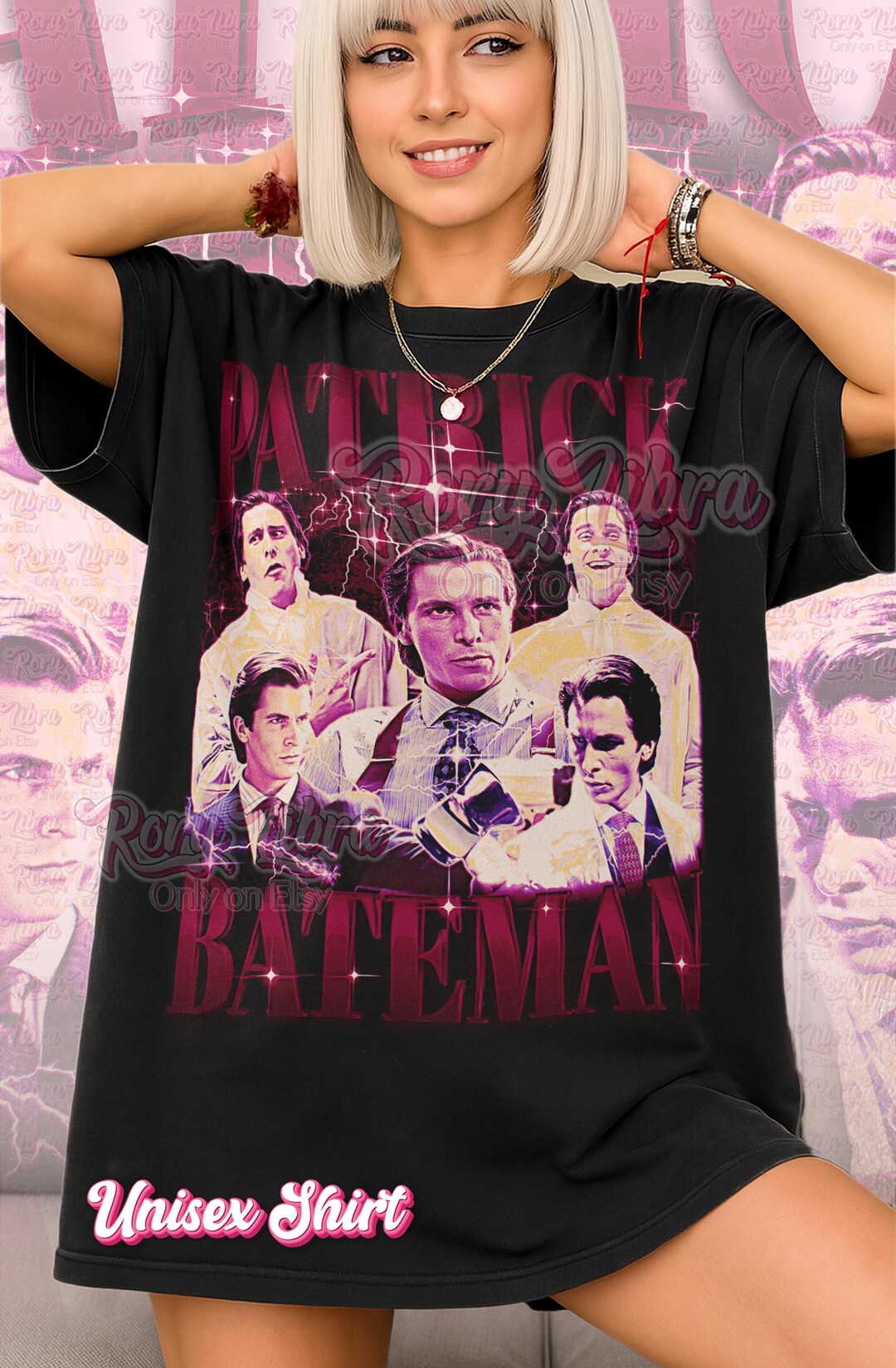 Patrick Bateman T-shirt, Vintage Character Thriller Villain Psycho Star ...