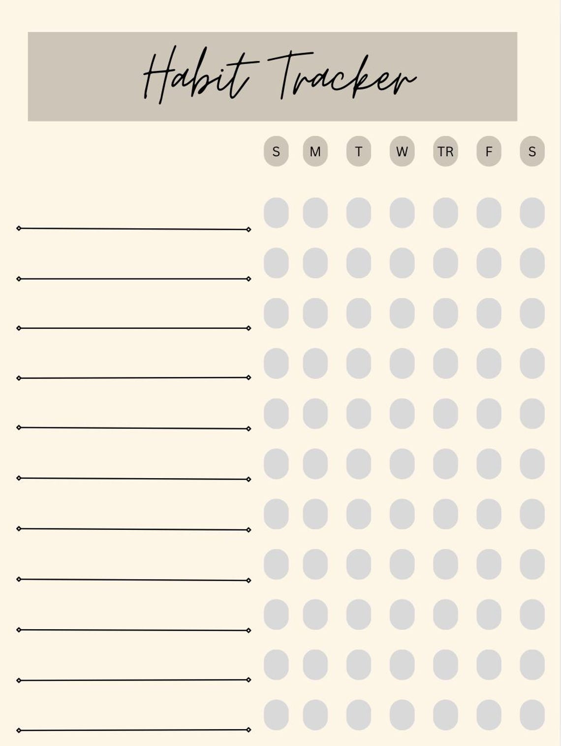 Habit Tracker Template - Etsy