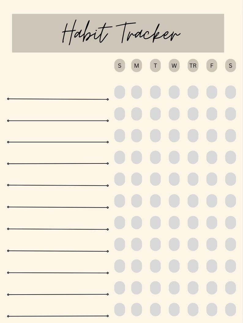 Habit Tracker Template - Etsy