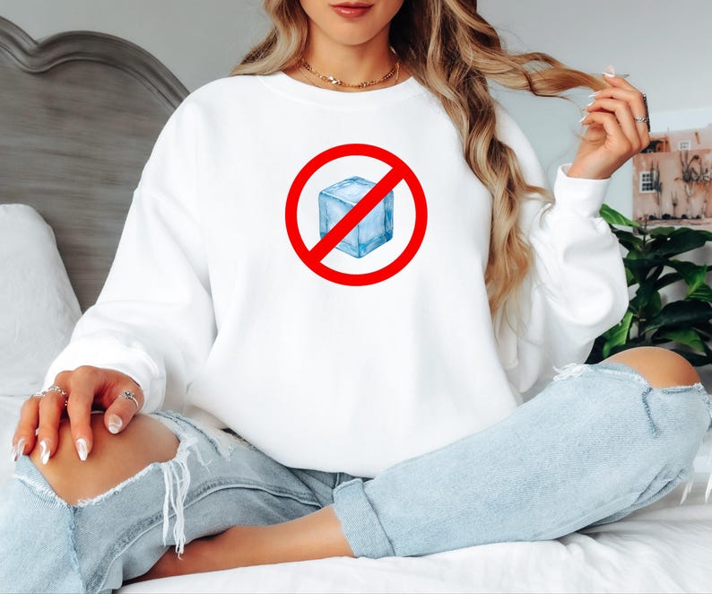No Ice Symbol Sweatshirt | Anti Ice Circle Graphic Shirt, Protest ...