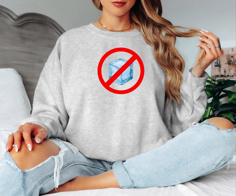 No Ice Symbol Sweatshirt | Anti Ice Circle Graphic Shirt, Protest ...