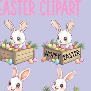 Easter Bunny Clipart Bundle, Kawaii Style Easter Bunny, Pastel Easter ...