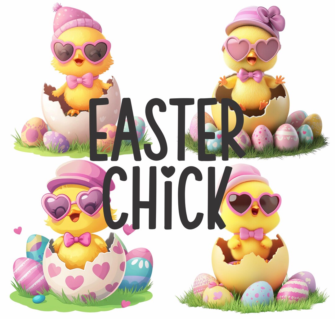 Cute Easter Chick Clipart Bundle, Pastel Chicks, Happy Easter Clipart ...