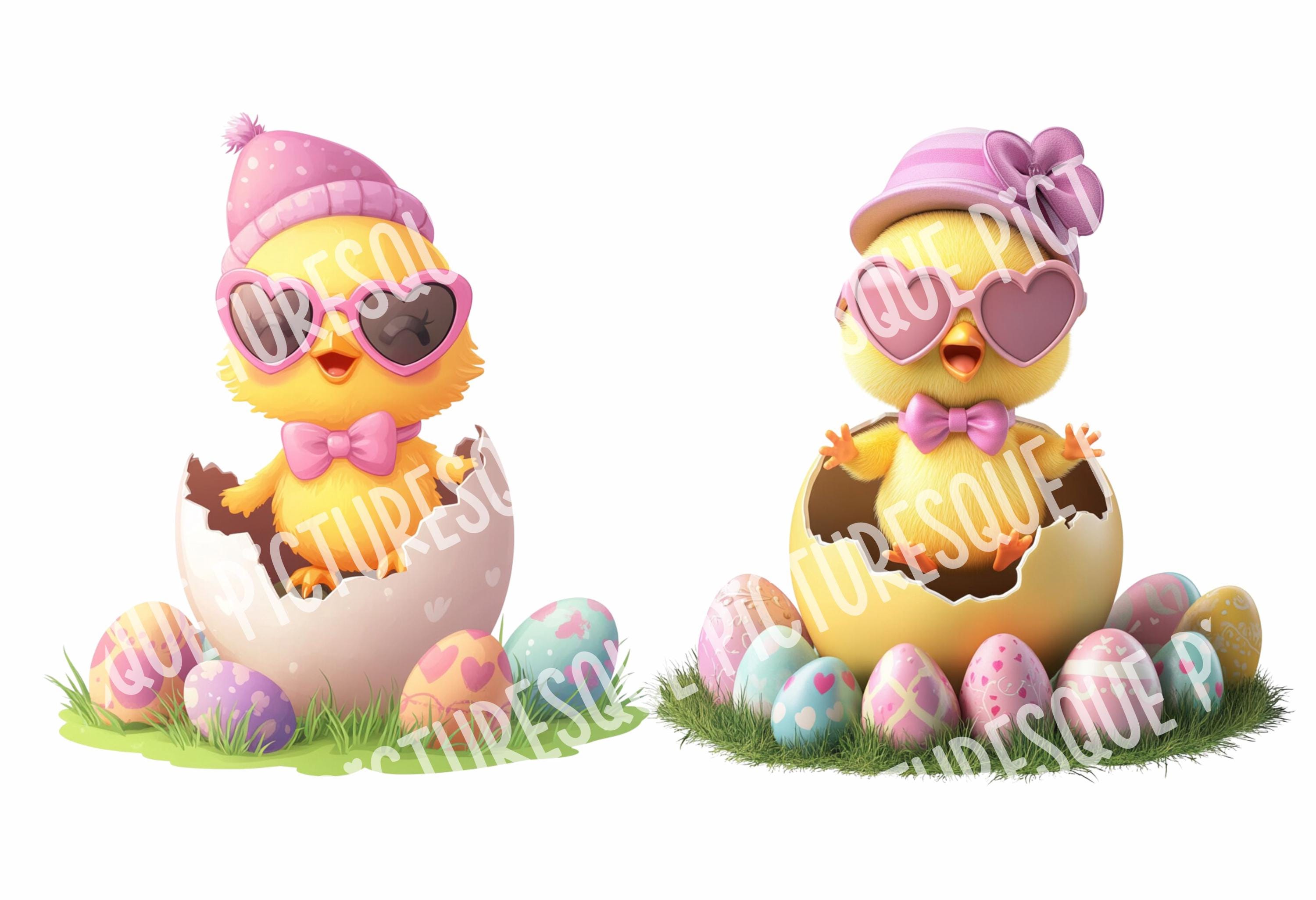 Cute Easter Chick Clipart Bundle, Pastel Chicks, Happy Easter Clipart ...