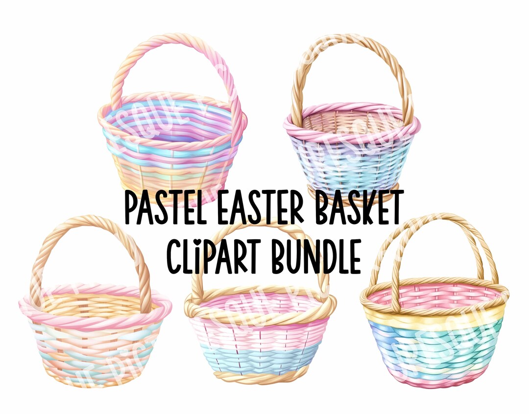 Easter Basket Clipart Bundle, Pastel Woven Baskets, 300 DPI High ...
