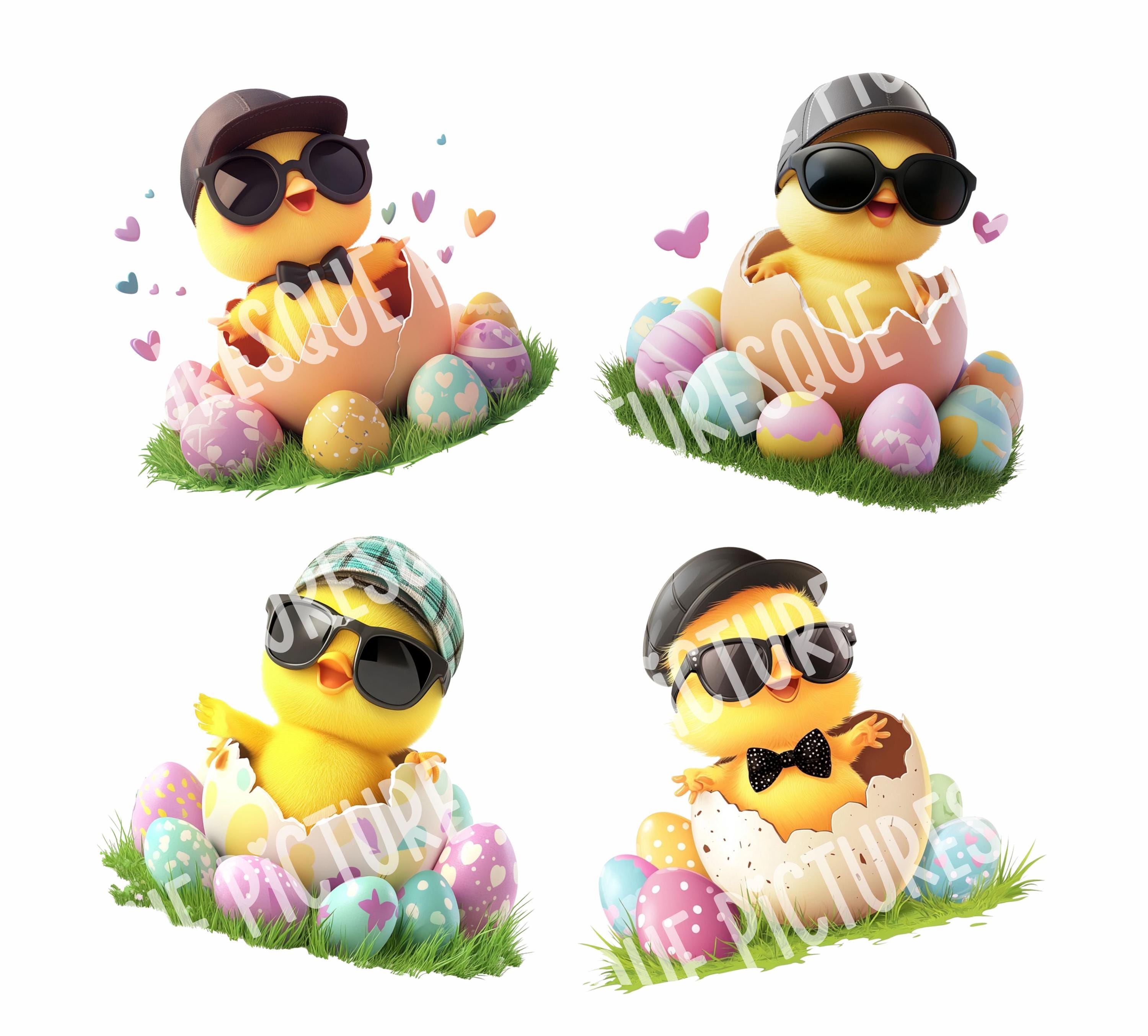 Cute Easter Boy Chick Clipart Bundle, Pastel Chicks, Happy Easter ...