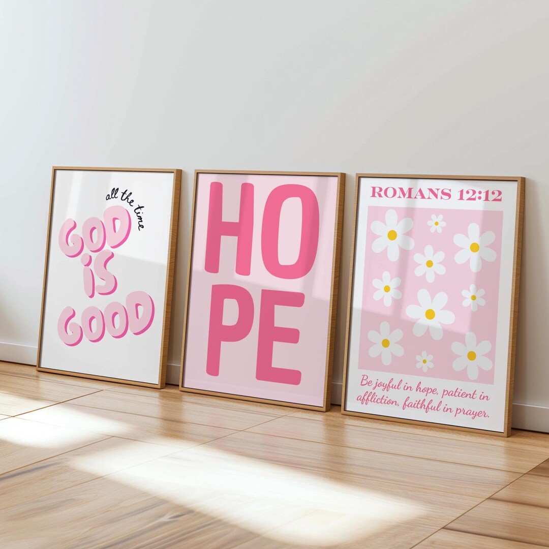 Soft Pink Christian Scripture Prints: Set of 3 Bible Verse Posters ...