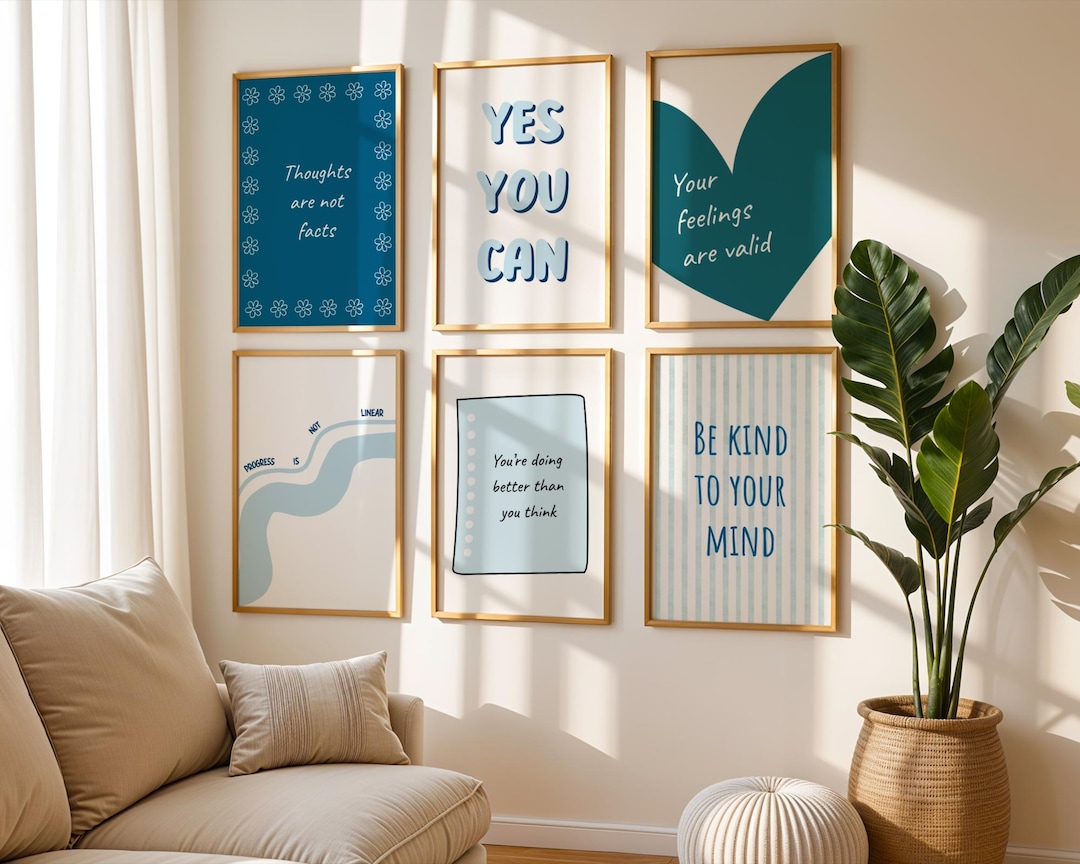 6 Mental Health Wall Art Prints, Gallery Wall Art Set for Therapy ...