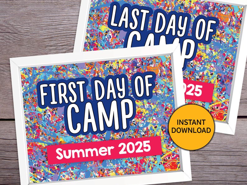 FIRST and LAST DAY of Camp Printable Signs | Colorful Camp Signs for ...