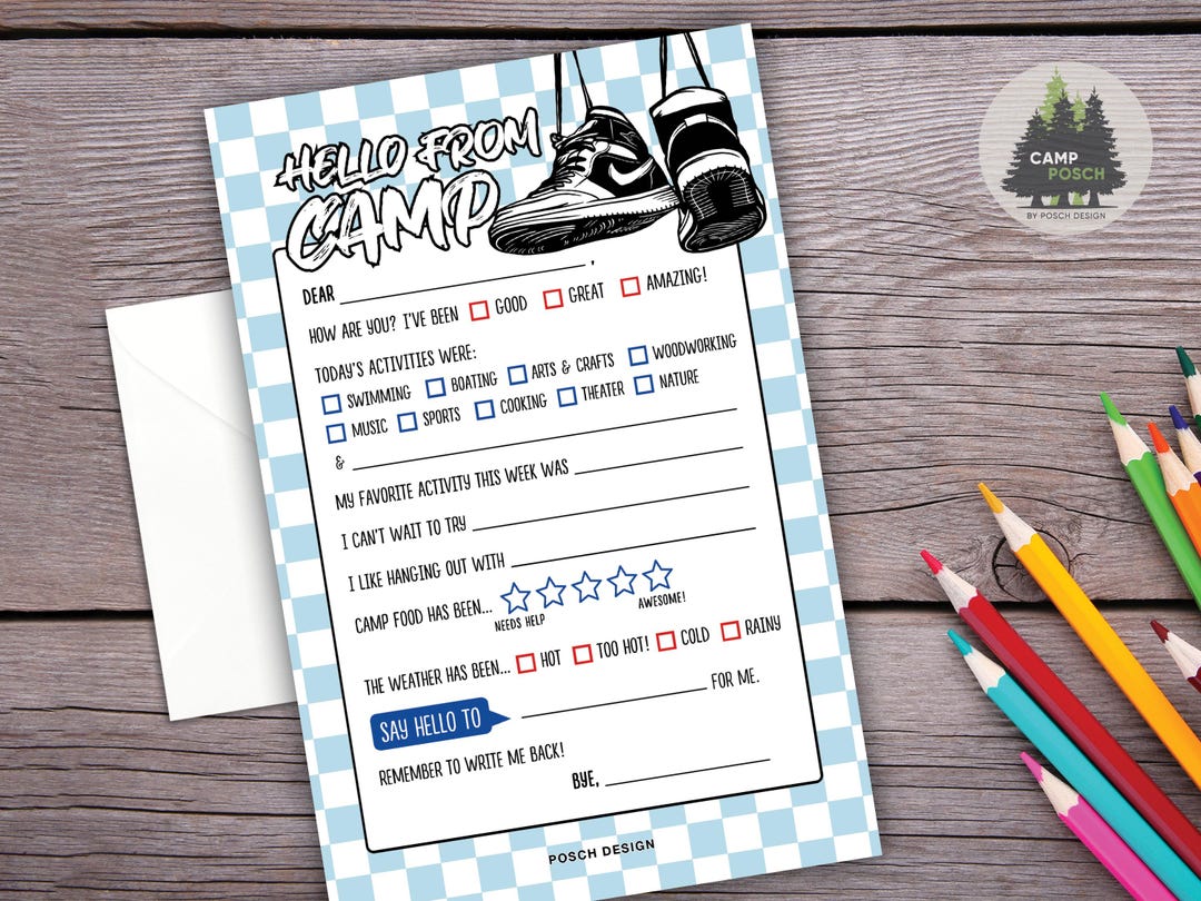 JORDAN STYLE LETTERS, Fill in the Blank Camper Stationery, Instant ...