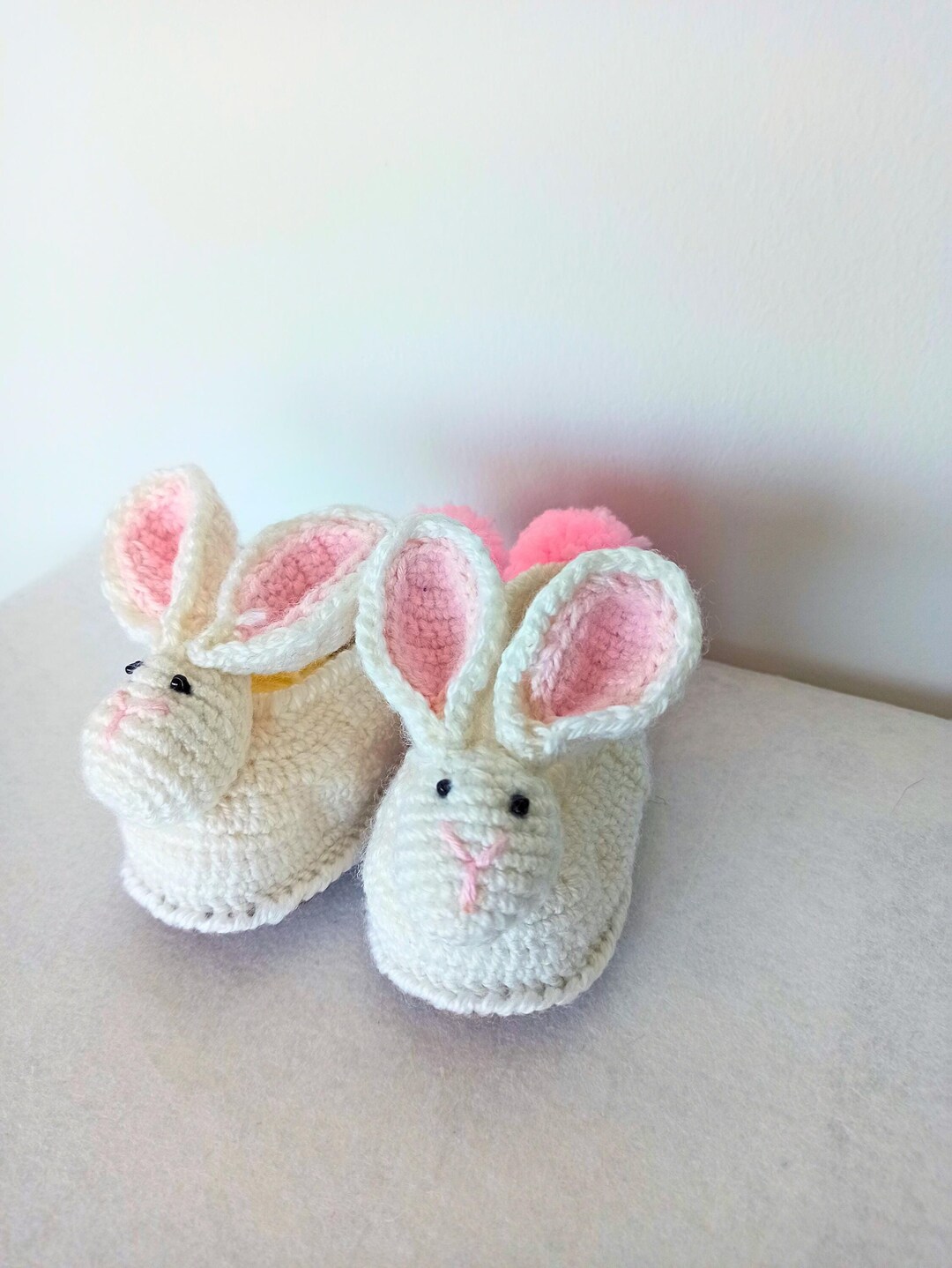 Handmade Crochet Bunny Baby Booties: Cotton Crib Shoes - Etsy