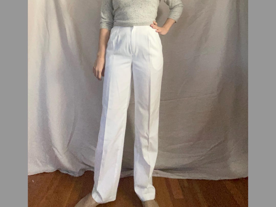 White Vintage Trousers Pants Happy Legs 70s 80s Size 27 Waist Light ...