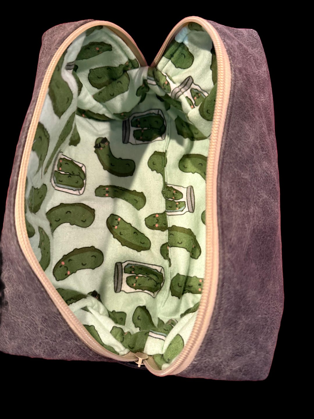 Handmade Smoky Gray Boxy Bag, Pickle Print Lining - Etsy