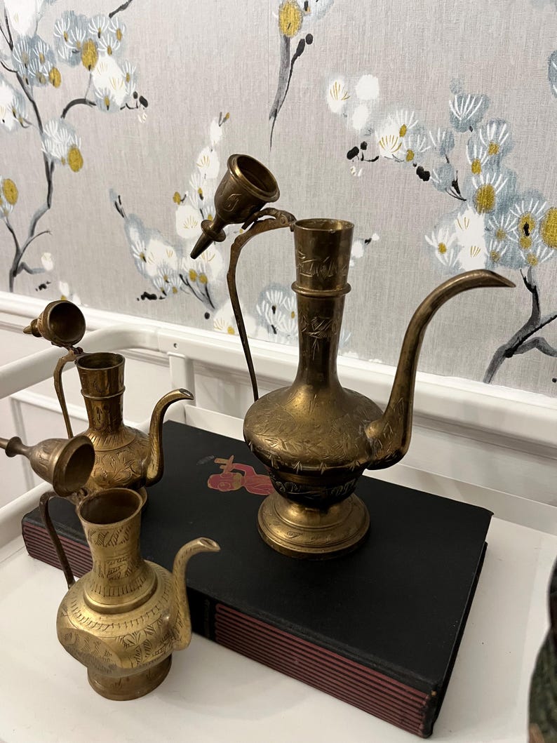 Set of Three Etched Brass Dallas Pitchers - Etsy