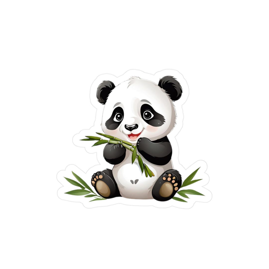 Stinkin' Cute Panda Eating Bamboo Sticker - Panda Sticker - Cute Panda ...